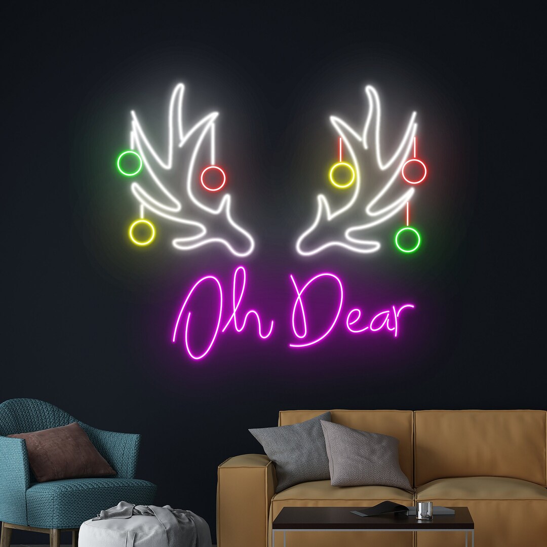 Oh Deer Reindeer Antler Neon Sign Christmas Reindeer Led - Etsy