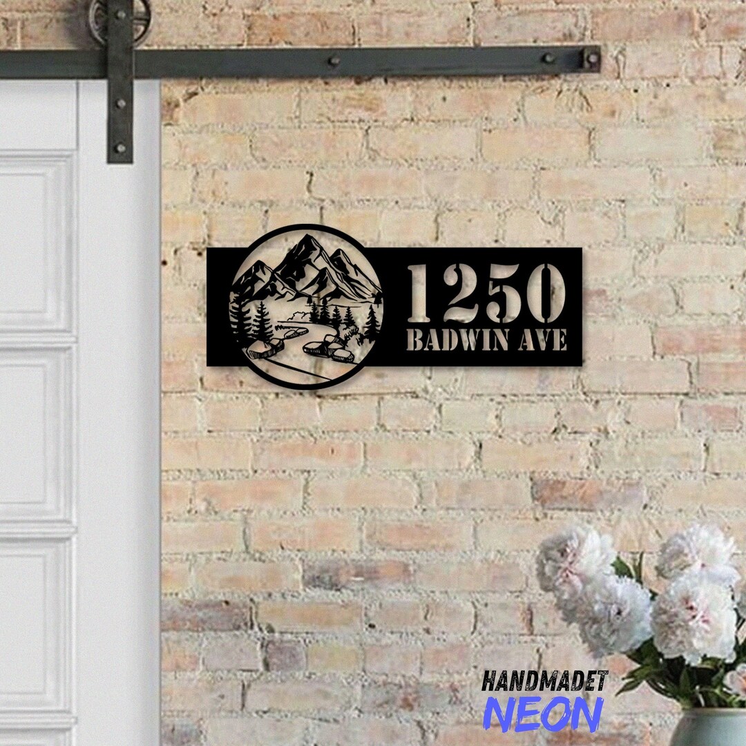 Personalized Mountain House Number, Mountain Home Number Metal Wall ...