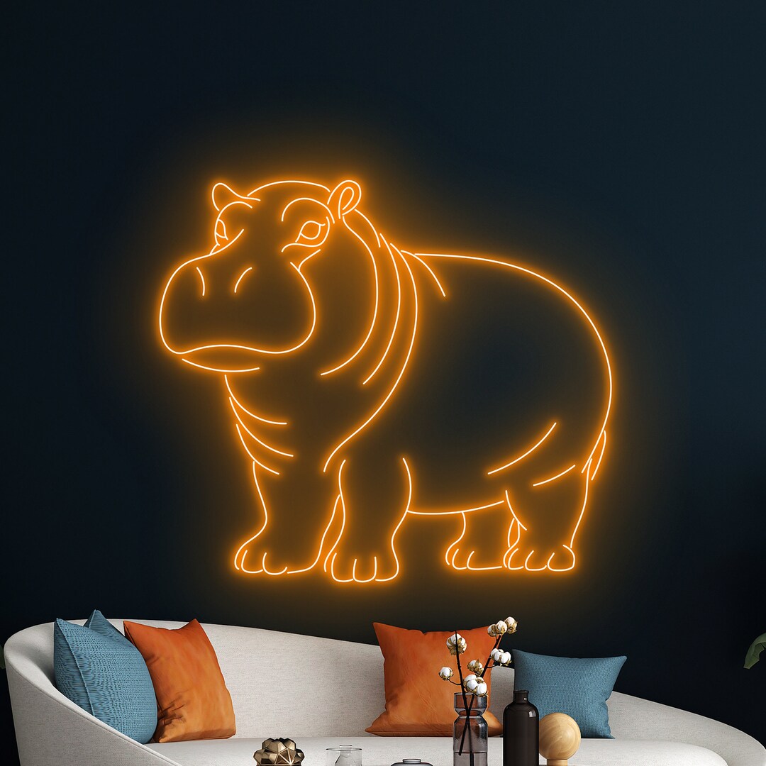 Hippo Neon Sign, Hippopotamus Led Sign, Hippo Animal Led Sign, Hippopotamus Neon Sign, Shop Neon ...