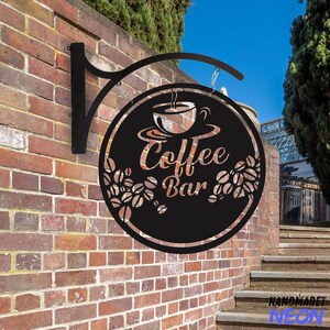 Personalized Coffee Bar Hanging Sign, Coffee Shop Outdoor Hanging Sign ...