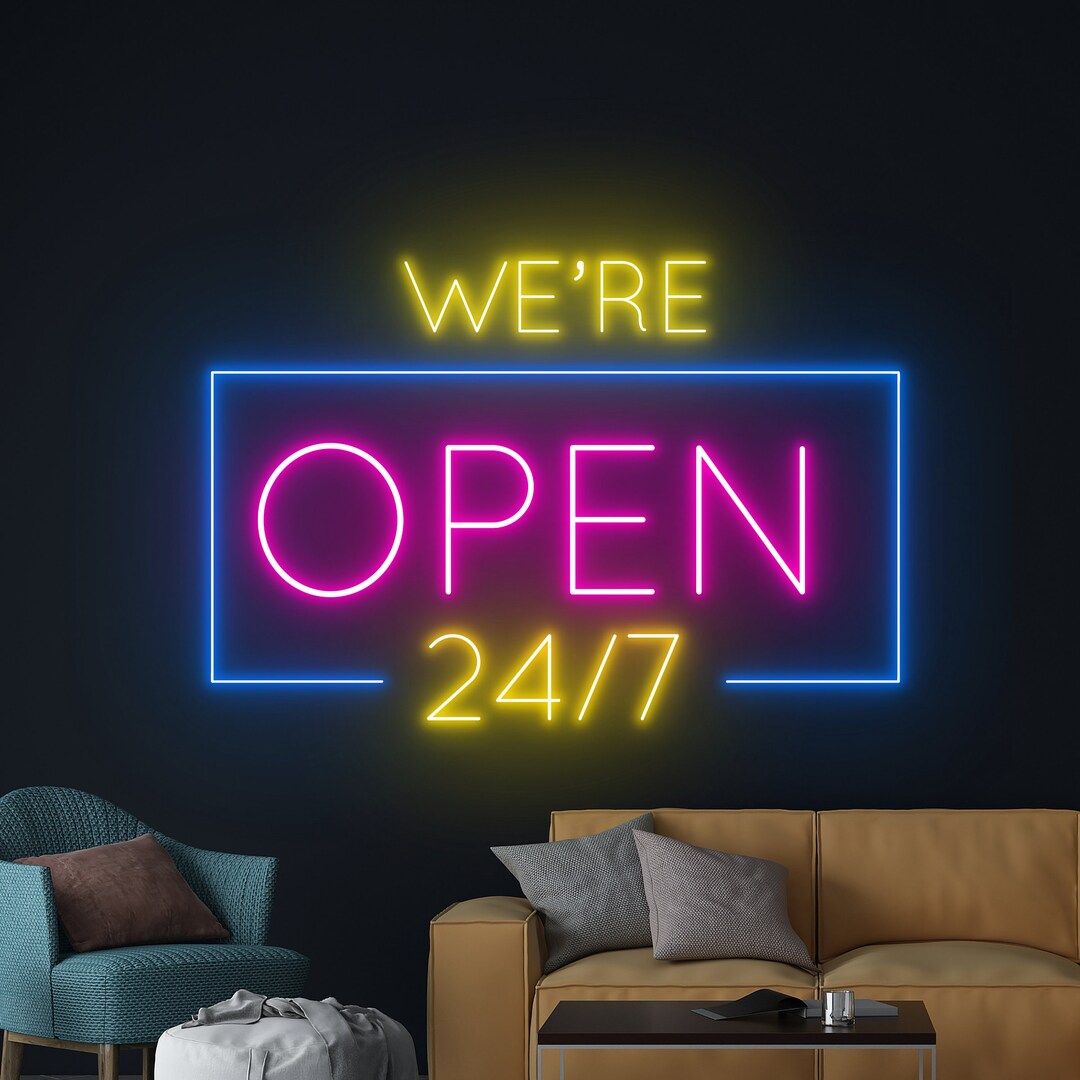We Are Open 24/7 Led Sign, We Are Open Neon Sign, Open Led Light ...