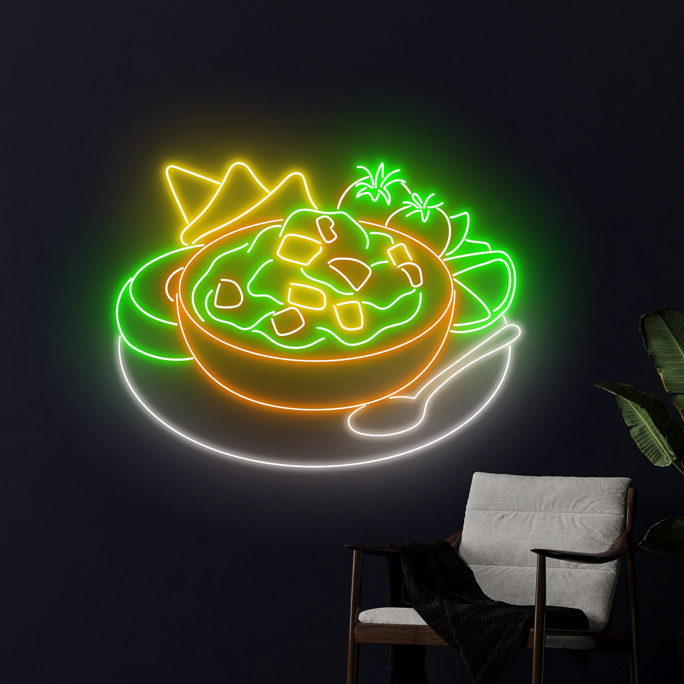 Guacamole Nachos Neon Sign, Mexico Chip Neon Light, Nachos Neon Sign ...