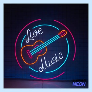 Live Music Neon Sign, Live Music Led Sign, Live Music Led Lights, Party ...