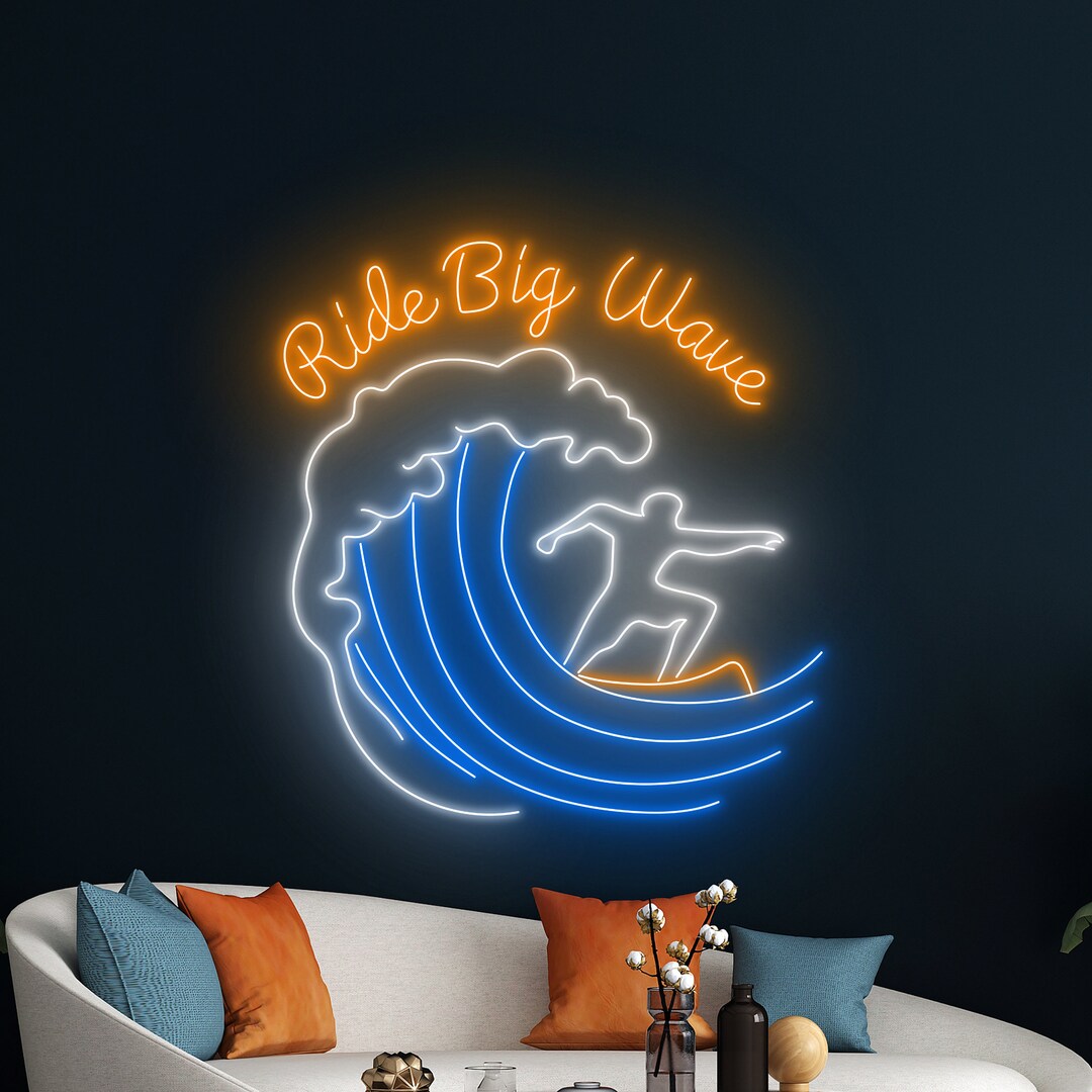 Rides Big Wave Neon Sign, Surfing Waves Neon Sign, Beach Led Sign ...