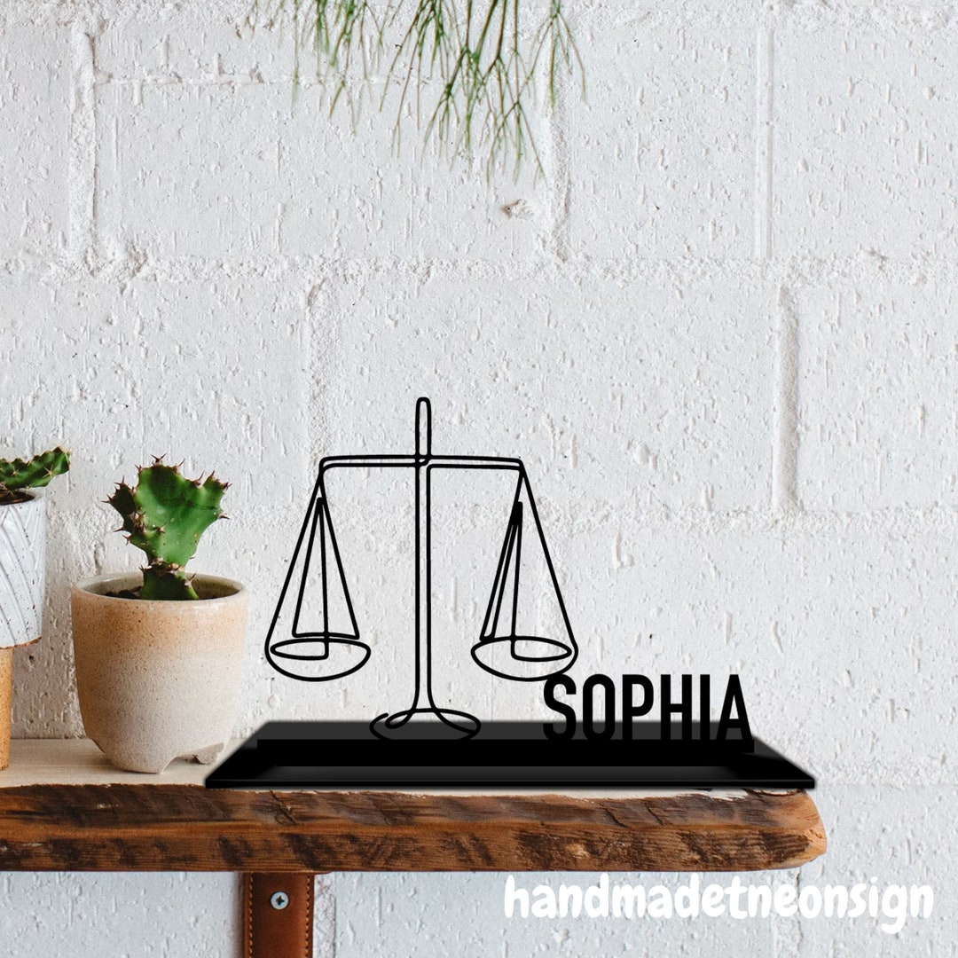 Custom Justice Scales Table Decor, Lawyer Metal Shelf Decor Home ...