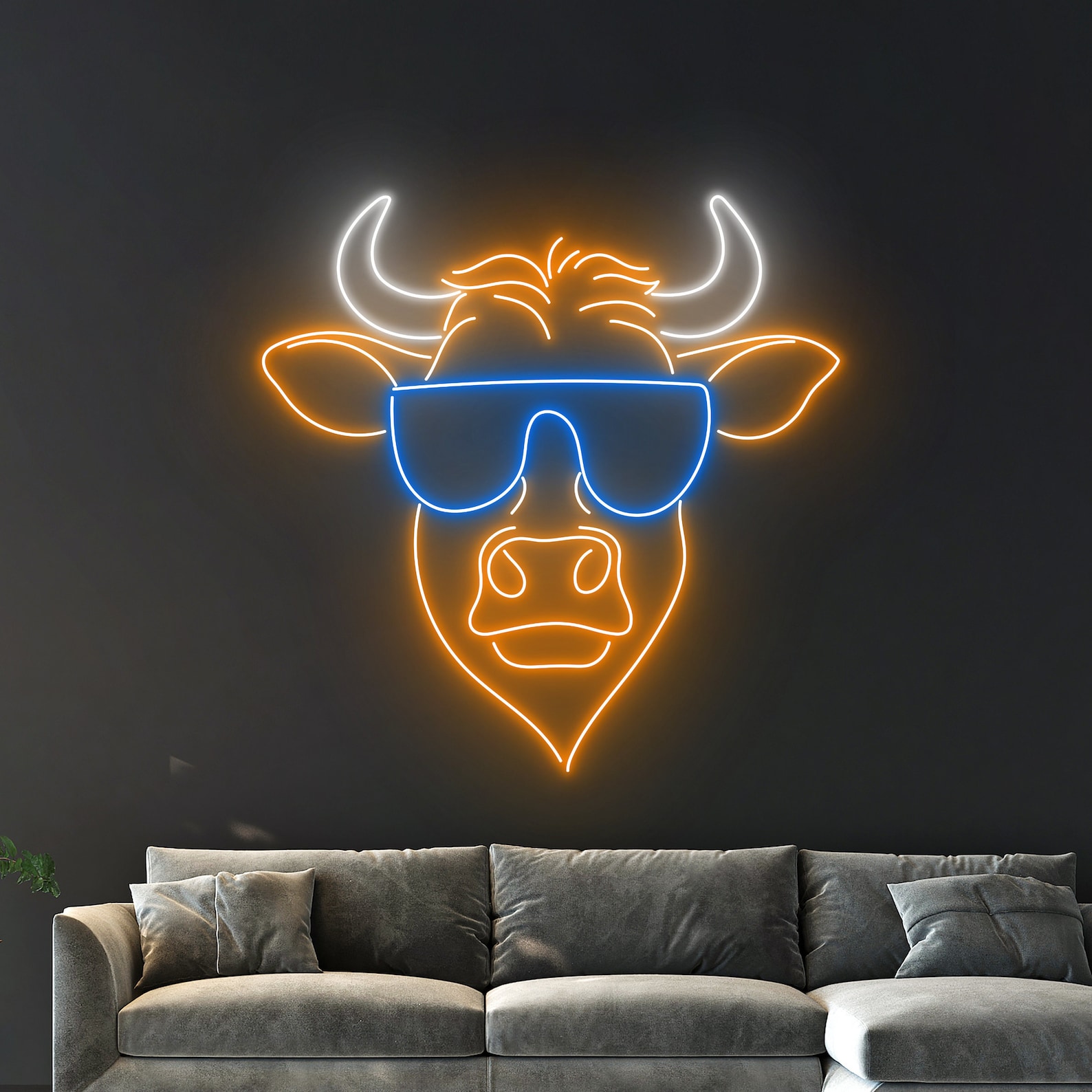 Cow Neon Sign, Cow Head Led Sign, Cow Animal Led Sign, Custom Cow Neon ...