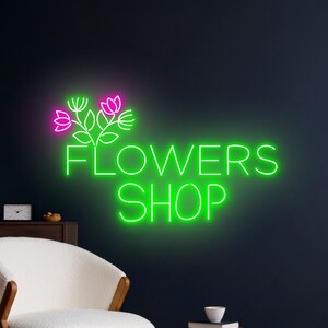 Flower Shop Led Sign, Flower Neon Sign, Flower Neon Light, Floral Led ...