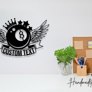 Custom Billiards Ball Metal Wall Art LED Light -personalized Billiards ...