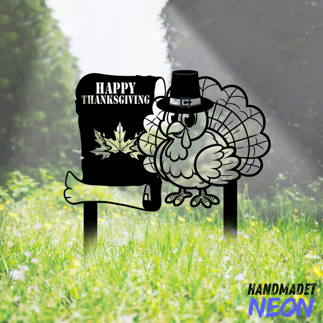 Custom Happy Thanksgiving Metal Stake Sign, Turkey Garden Metal Stakes ...