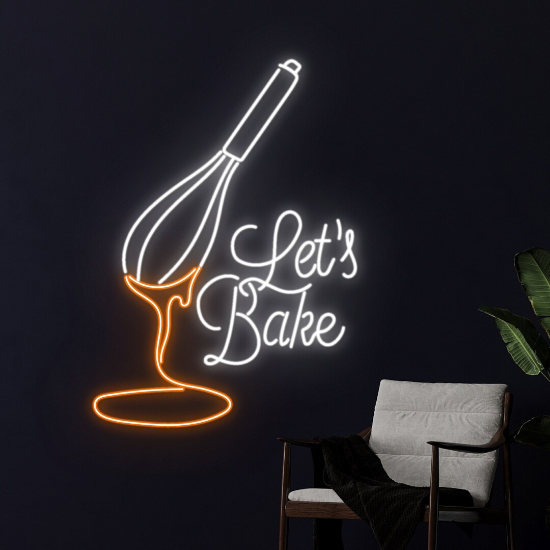 Let's Bake Neon Sign, Baking LED Sign, Cake Food Neon Light, Bakery Led ...