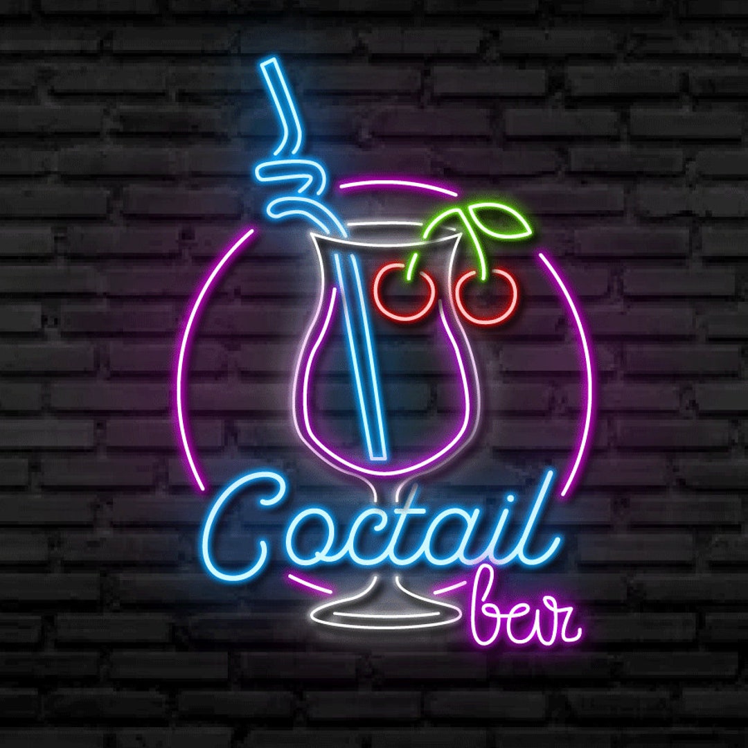 Cocktails Led Sign, Cocktails Neon Sign, Wall Decor, Neon Sign, Custom ...