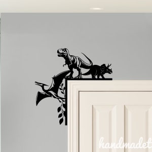 Personalized Dinosaur Door Corner Sign, Dinosaur Metal Door Topper ...