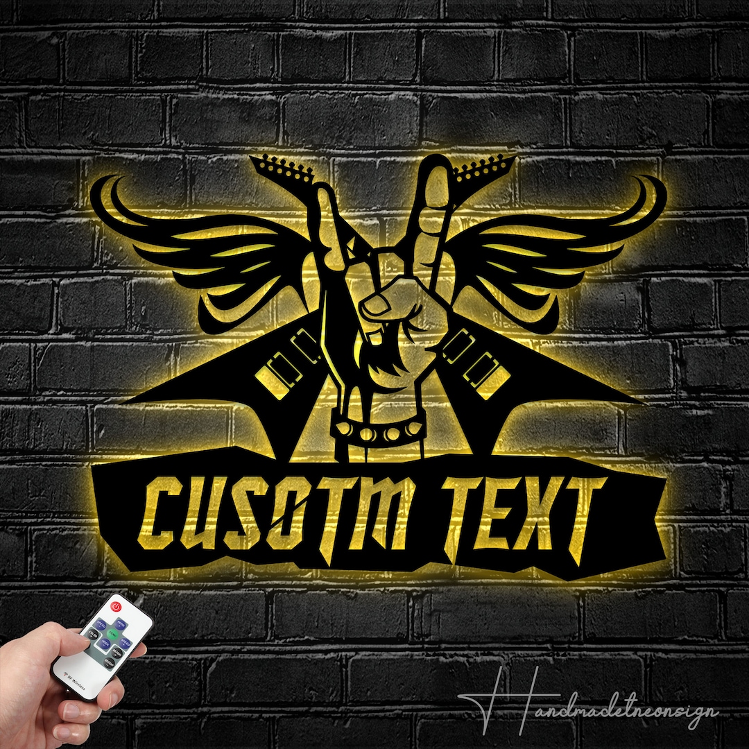 Custom Rock N Roll Metal Wall Art LED Light - Personalized Rock Music ...