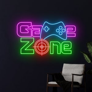Game Zone Neon Sign, Game Controller Led Sign, Game Player Led Light ...