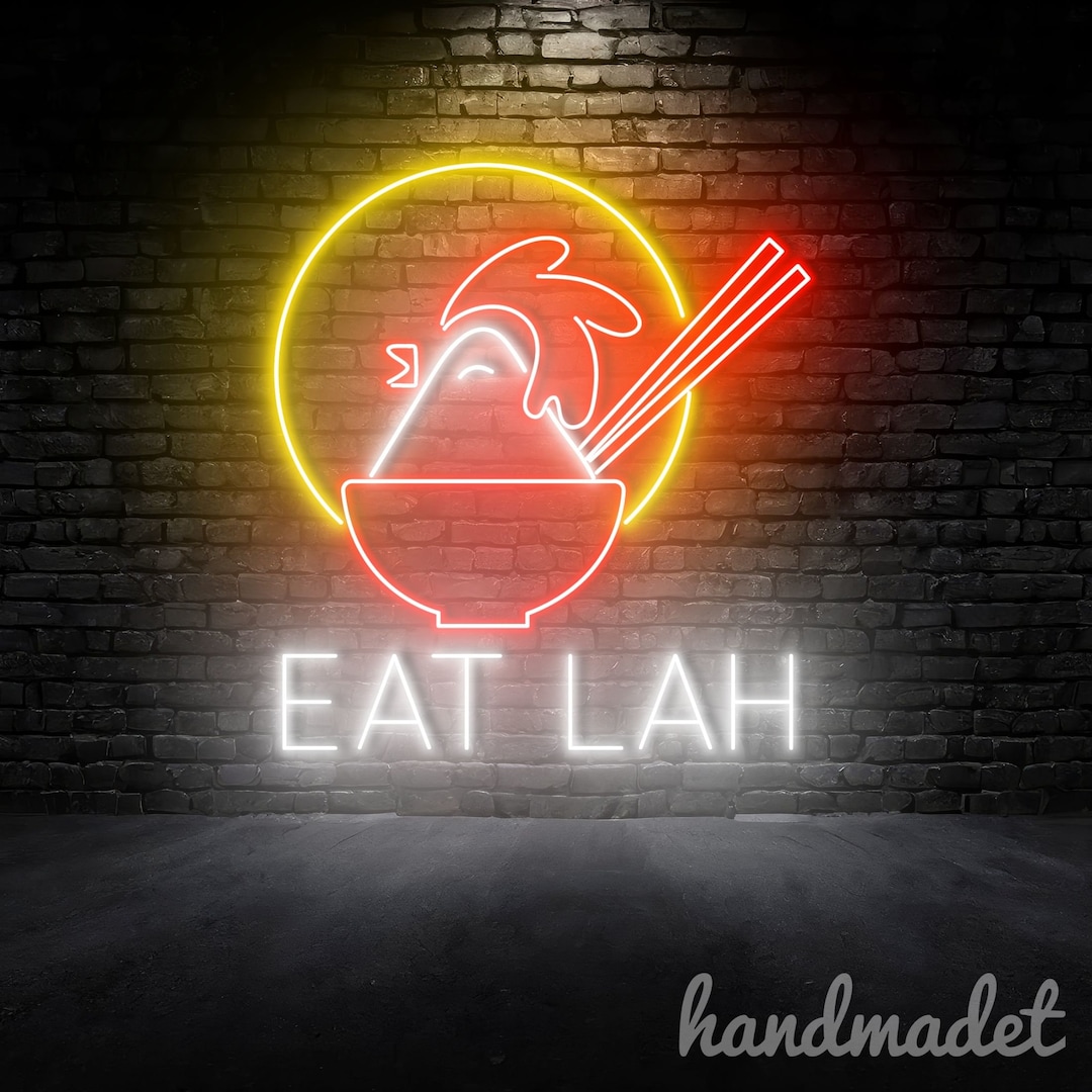 Eat Lah Neon Wall Sign, Chicken Rice Neon Wall Light, Singapore Food ...