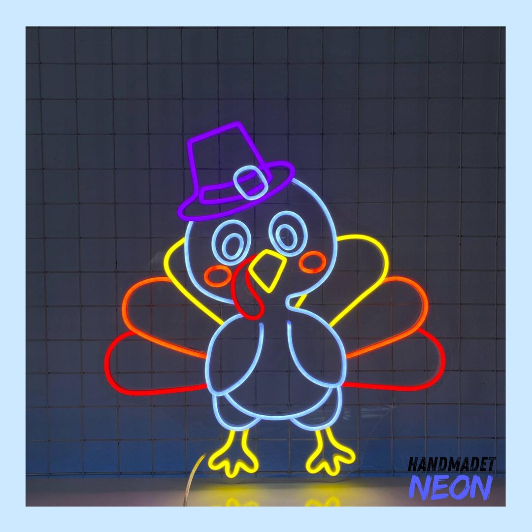 Custom Witch Hat Turkey Neon Sign, Thanksgiving Turkey LED Light ...