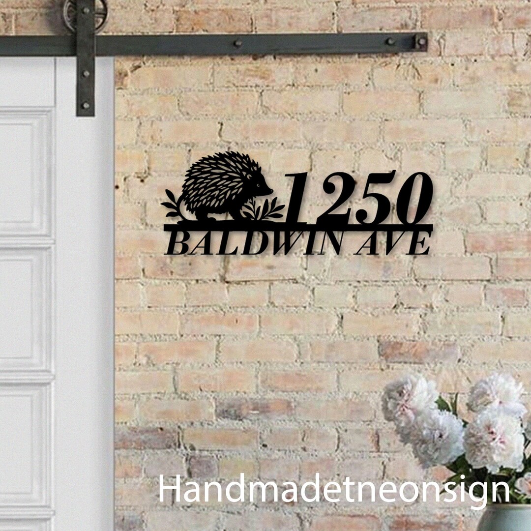Personalized Hedgehog House Number, Hedgehog Home Number Metal Wall ...