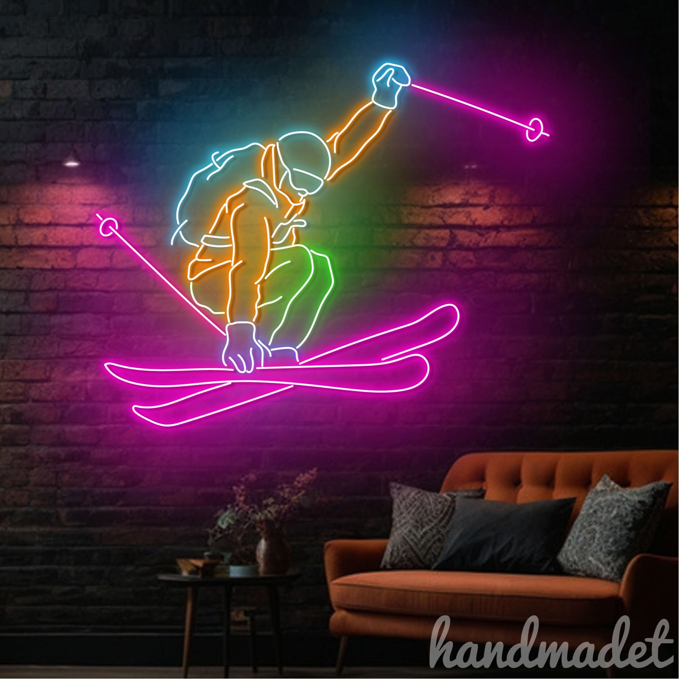 Man Skiing Neon Sign, Man Skiing Led Sign, Man Skiing Neon Light ...