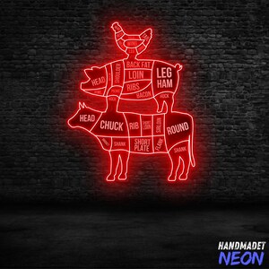 Butcher Shop Neon Sign, Custom Meat Shop Wall Light for BBQ Restaurant ...