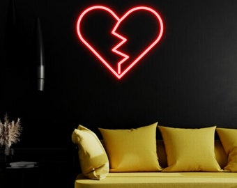 Broken Heart Neon Sign - Etsy
