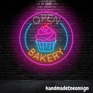 Open Bakery Neon Sign, Cupcake Open Led Sign, Cupcake Neon Light ...