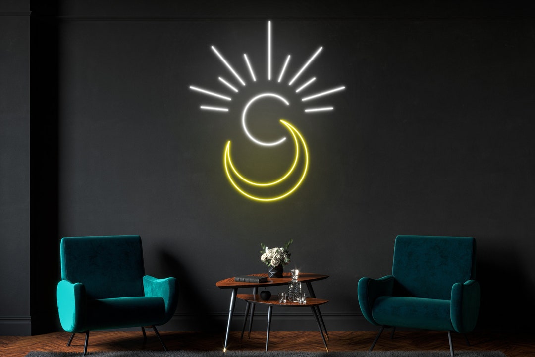 Sun and Moon Led Sign, Sun and Moon Neon Sign, Wall Decor, Sun Moon ...