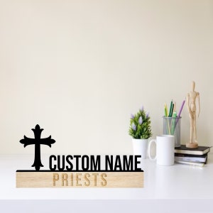 Custom Priests Desk Name Plate, Priests Metal Nameplate for Desk ...