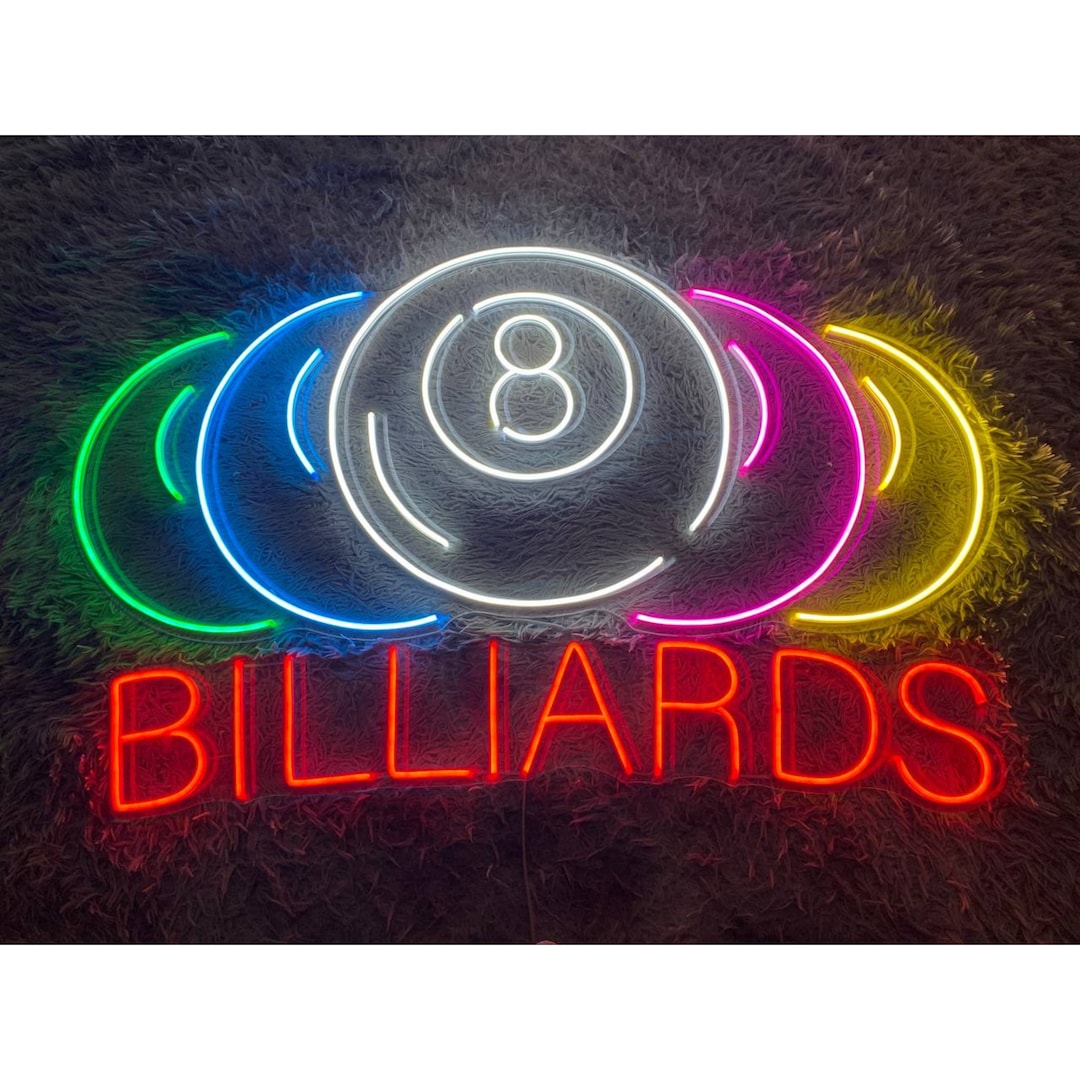 8 Ball Billiards Led Sign, Billiards Neon Sign, Wall Decor, 8 Ball Neon ...