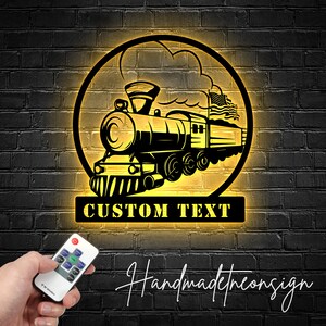 Custom USA Locomotive Train Metal Wall Art With LED Light Personalized ...