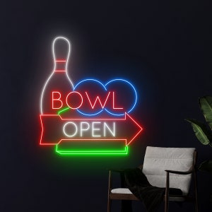 Bowl Open Neon Sign, Let's Bowl Bowling Led Sign, Quote Bowling Led ...