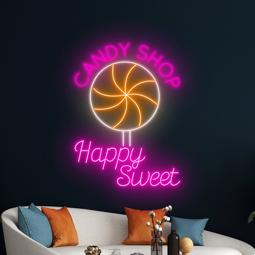 Candy Shop Neon Sign, Happy Sweet Led Sign, Lollipop Candy Neon Light ...