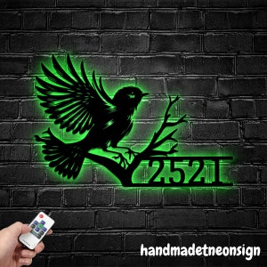 Personalized Robin House Number, Robin Bird Home Number Metal Wall Sign ...