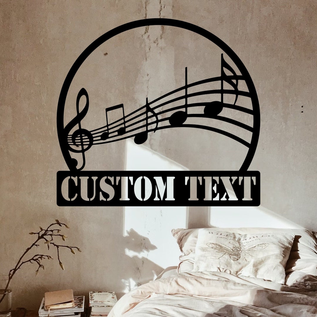 Personalized Music Notes Metal Wall Art LED Light, Music Notes Metal ...