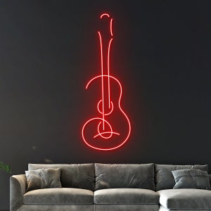 Custom Guitar Led Sign, Guitarist Neon Light, Music Instrument Neon ...
