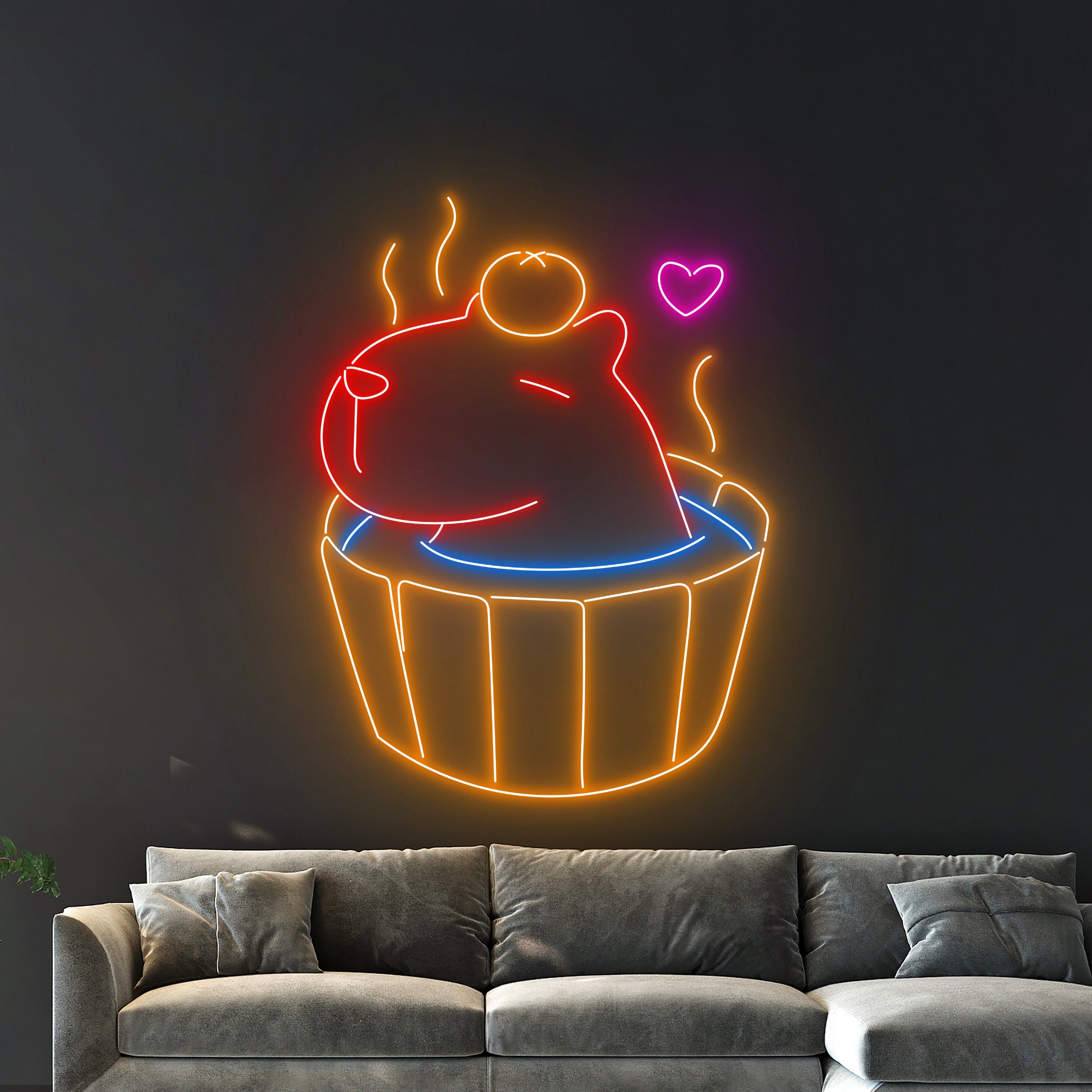 Capybara Onsen Neon Sign, Capybara Led Sign, Capybara Led Light ...