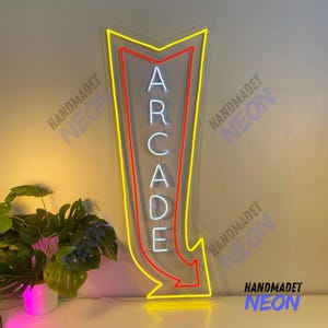 Arcade Led Neon Sign, Arcade Light Sign, Man Cave Neon Sign, Arrow Open ...