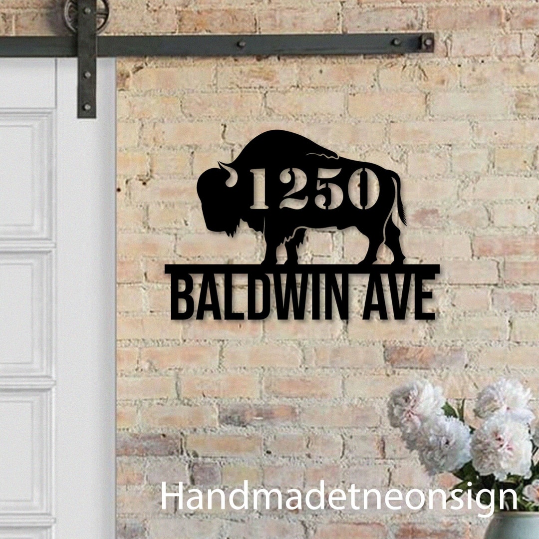 Personalized Buffalo House Number, Buffalo Home Number Metal Wall Sign ...