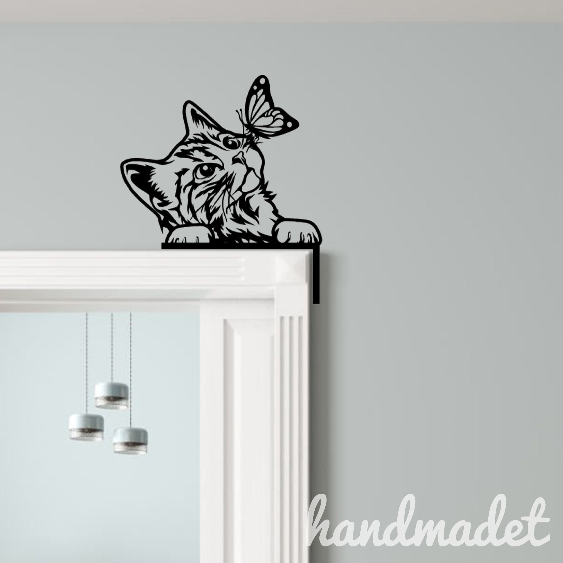 Personalized Cat Door Corner Sign, Cute Cat Metal Door Topper, Custom ...