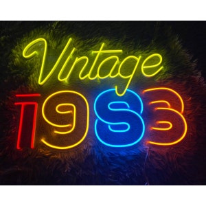 Vintage 1963 Led Sign, Vintage 1983 Neon Sign, Wall Decor, 60th ...