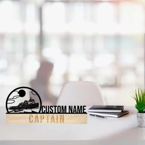 Custom Captain Desk Name Plate, Captain Tugboat Metal Nameplate for ...