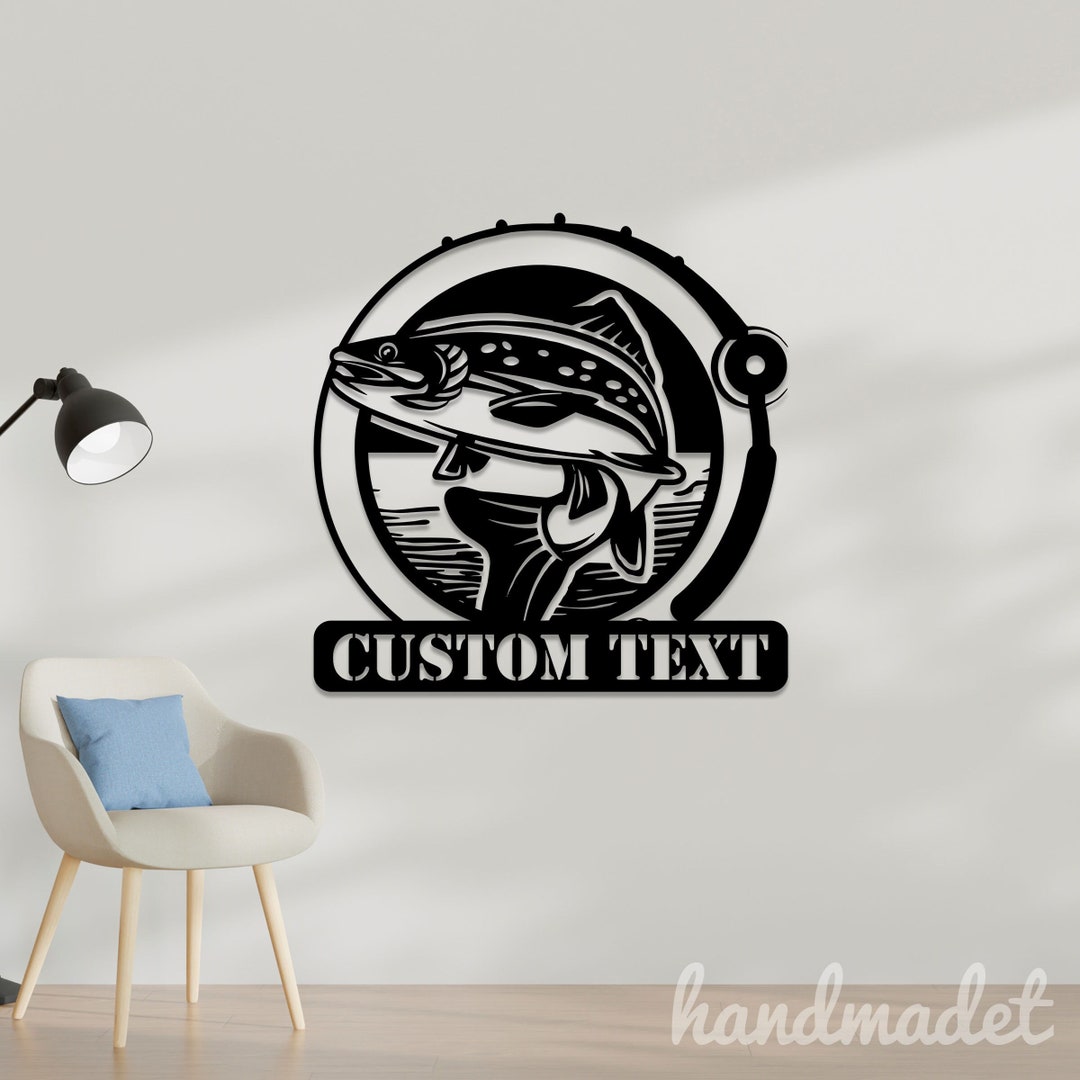Personalized Trout Fishing Metal Wall Art LED Light, Trout Fish Metal ...