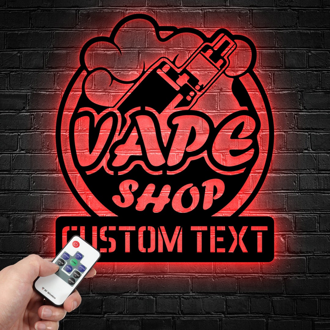 Personalized Smoking Shop Metal Wall Art LED Light, Custom Smoke Shop ...