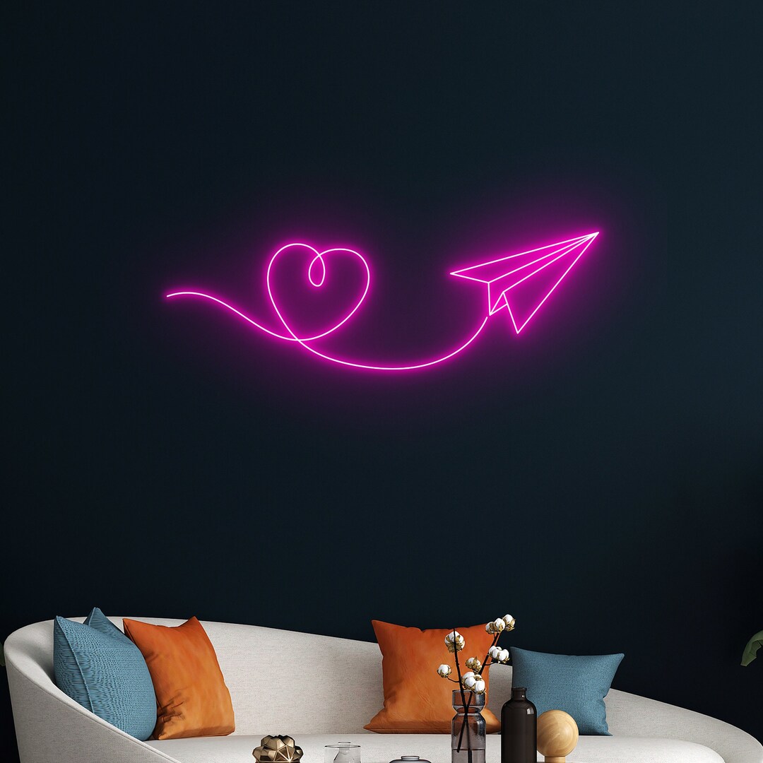 Custom Travel Destination Neon Sign, Airplane Led Sign, Airplane Neon ...
