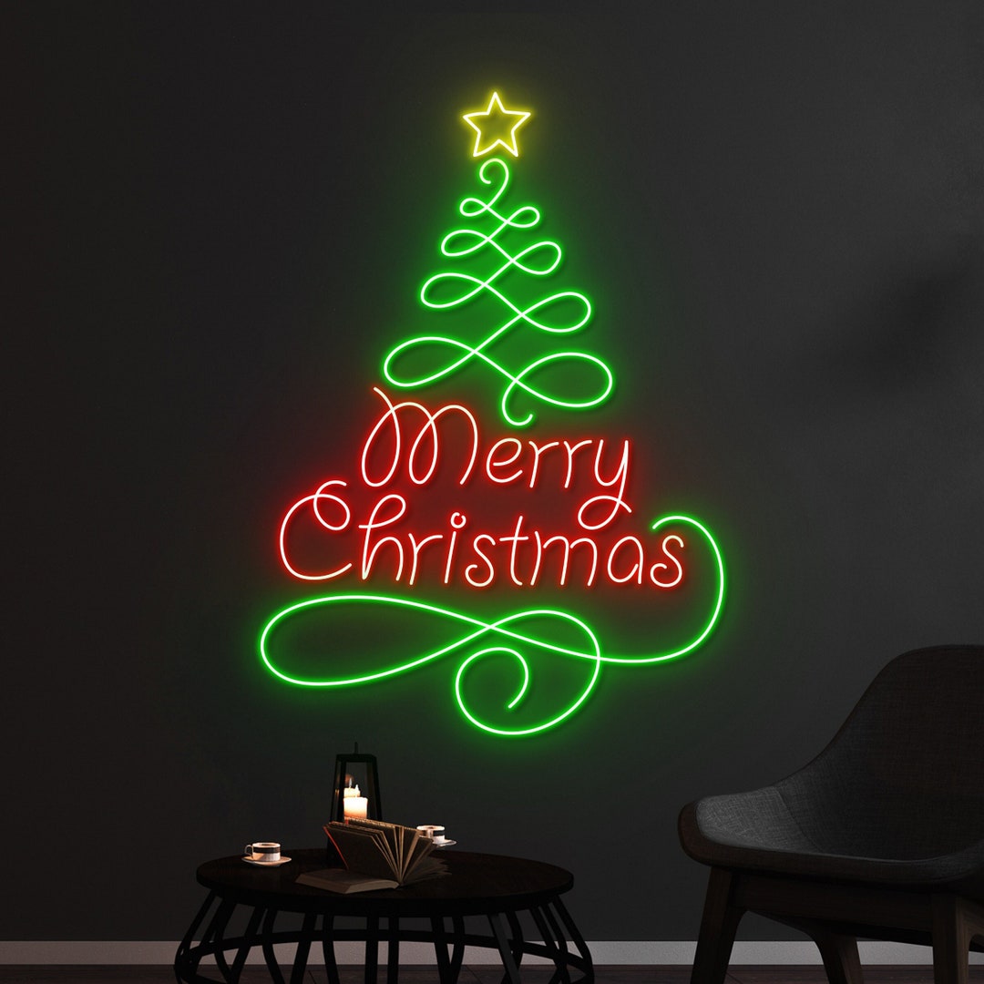 Custom Merry Christmas Neon Sign, Merry Christmas Tree Led Sign, Happy ...