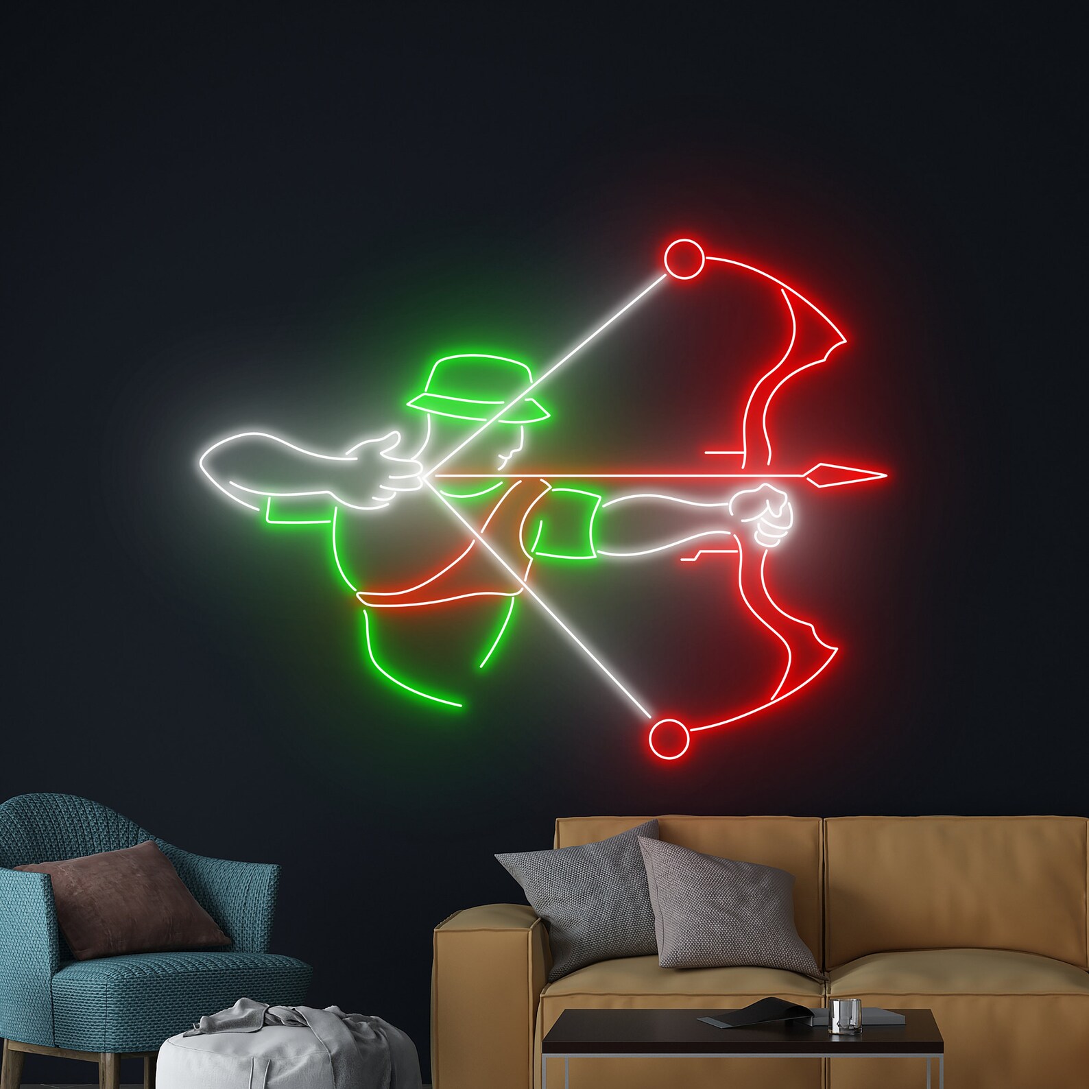 Archery Neon Sign, Archery Led Sign, Archery Player Led Light, Playing ...