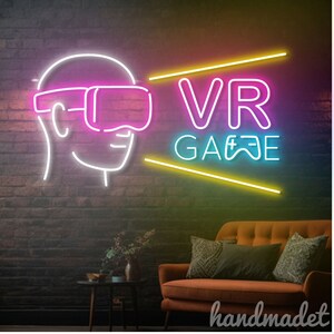 VR Game Neon Sign, VR Glasses Led Sign, Game Player Neon Light, Gamer ...