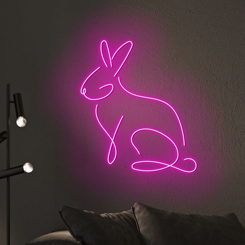 Rabbit Neon Wall Sign, Rabbit Lover Led Wall Sign, Animal Neon Wall ...