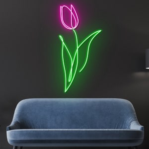 Tulip Neon Sign, Custom Home Bar Salon Kid's Bedroom Wall Decor, LED ...