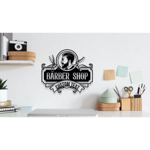 Personalized Barber Shop Metal Wall Art LED Light, Custom Barber Metal ...