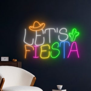 Let's Fiesta Neon Sign, Fiesta Neon Light, Fiesta Led Light, Mexican ...
